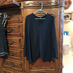 Tops | Womans Black Long Sleeve Tunic Hobo Style Med | Poshmark